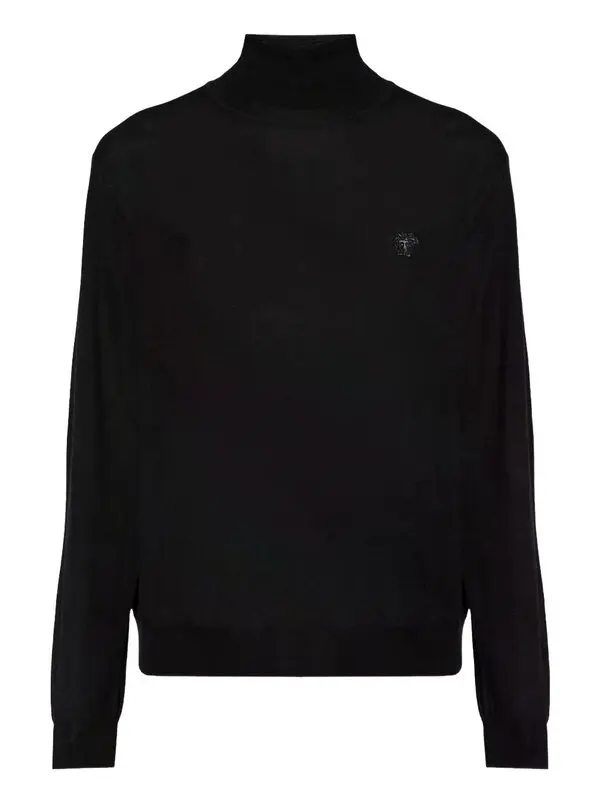 Versace Roll-neck Logo Sweater - Black