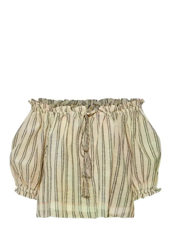 Ulla Johnson Paros Ruffled Striped Top - Neutrals