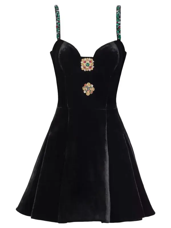 Balmain Jewel-embellished Velvet Dress - Black