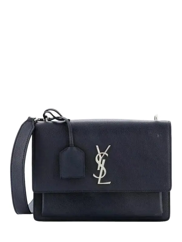 Saint Laurent Sunset Satchel Leather Crossbody Bag - Blue