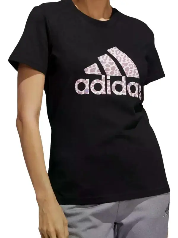 Adidas Leopard-print Logo T-shirt - Black