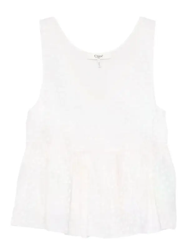 Chloé Jacquard Peplum Hem Top - White