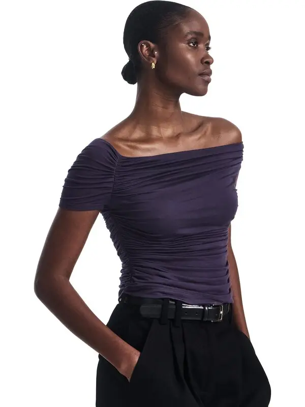 NINETY PERCENT Katie Ruched Top - Aubergine