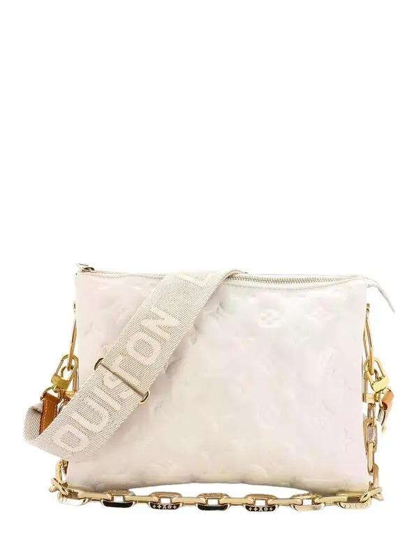 LOUIS VUITTON Coussin Pm Crossbody Bag In Embossed Monogram Lambskin - White