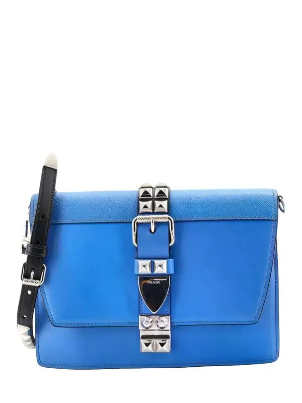 Prada Elektra Studded Leather Shoulder Bag - Blue