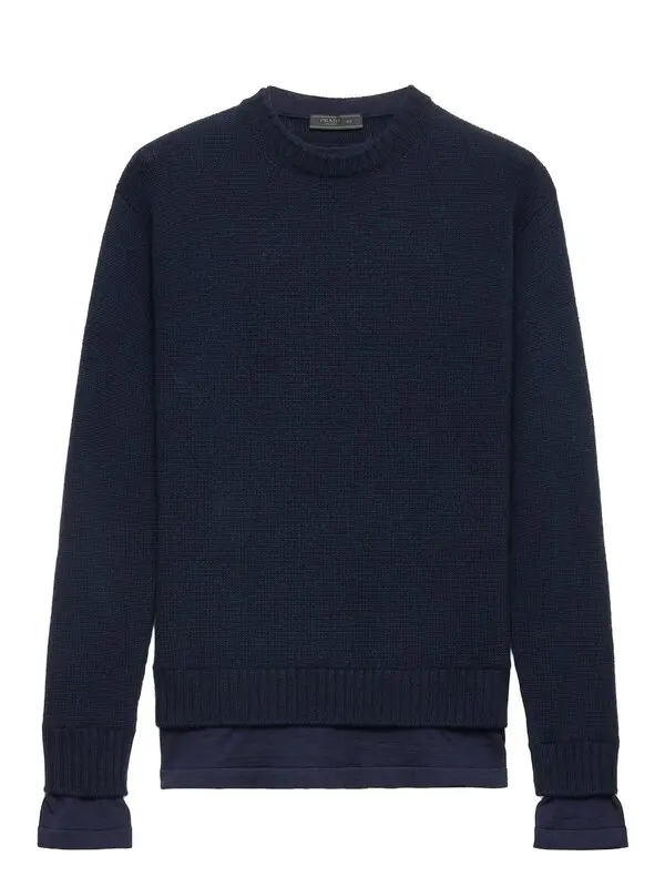 Prada Cashmere Crew-neck Sweater - Navy