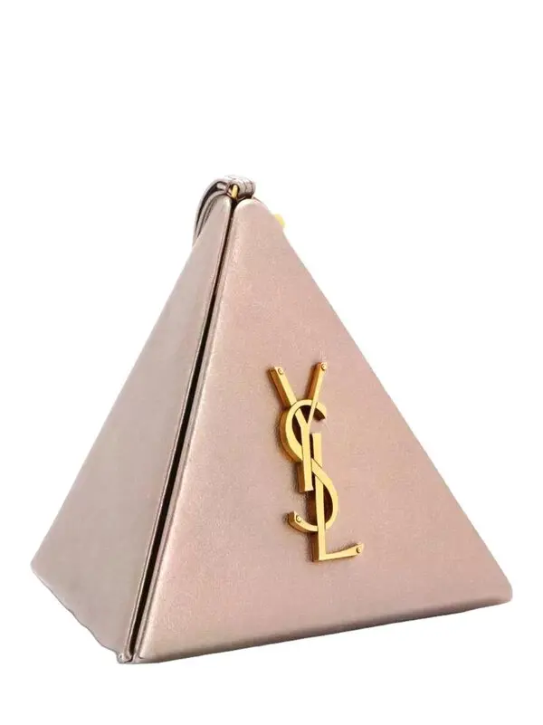 Saint Laurent Pyramid Box Bag Leather Small Clutch Bag - Gold