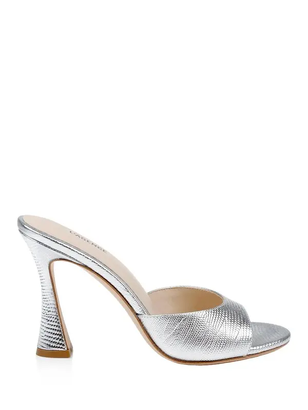 L'Agence Avery Leather Open-toe Mule - Silver Lizard