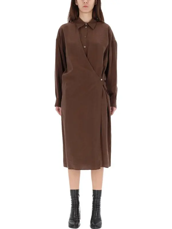LEMAIRE Twisted Midi Dress - Brown