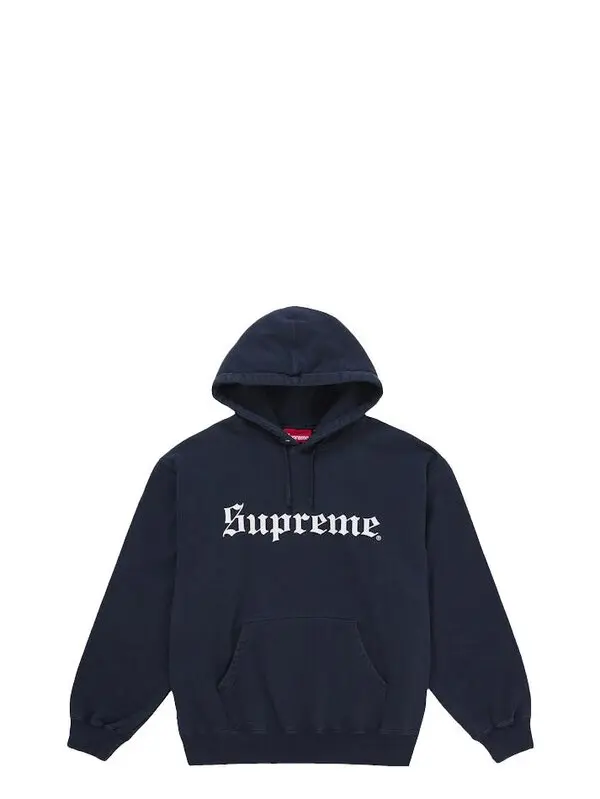 Supreme Washed Old English Hooded Sweatshirt - Navy Blue