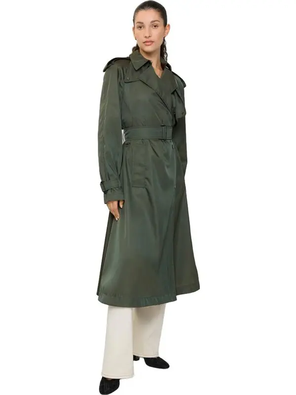 Burberry Long Nylon Hooded Trench Coat - Marrow Green