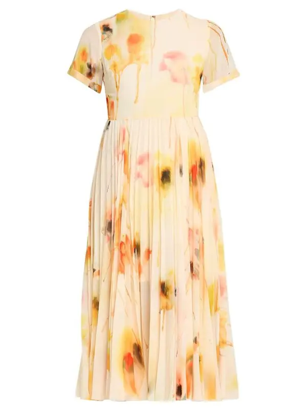 JASON WU Pleated Watercolor-print Midi Dress - Limoncello