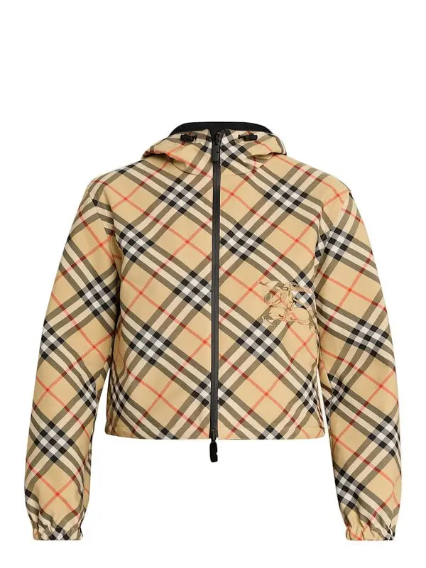 Burberry Reversible Check Crop Zip Jacket - Beige