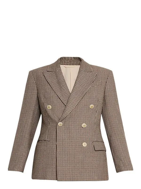 Brunello Cucinelli Double-breasted Check Blazer - C001 Beige