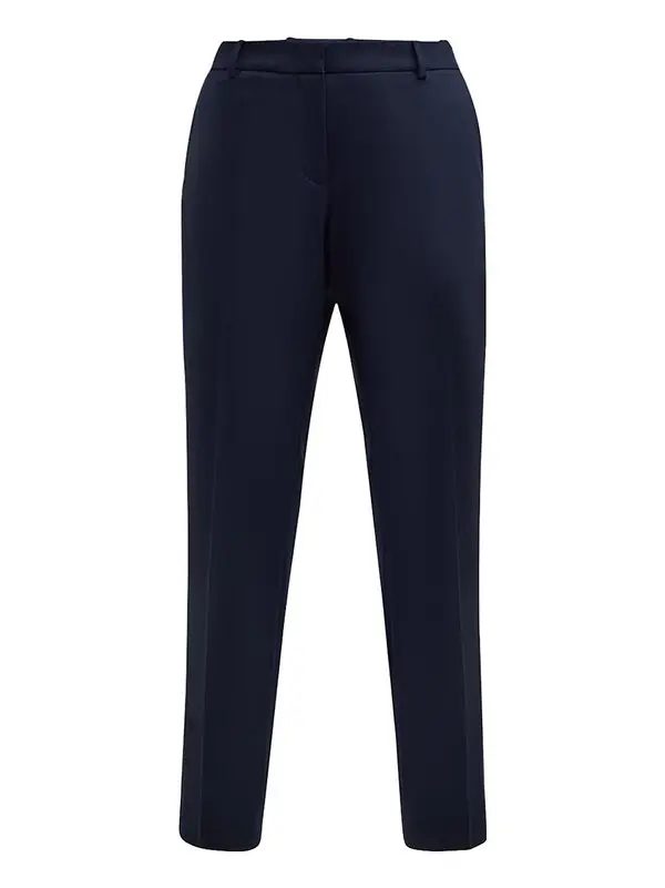 Lafayette 148 New York Clinton Cropped Stretch Wool Pants - Mdblue
