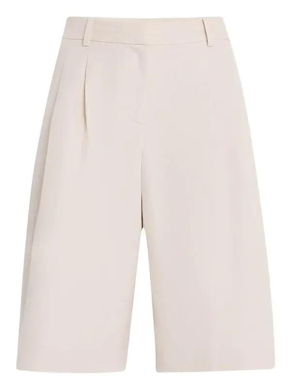 Lafayette 148 New York Sutton Pleated Wide-leg Shorts - Pearl