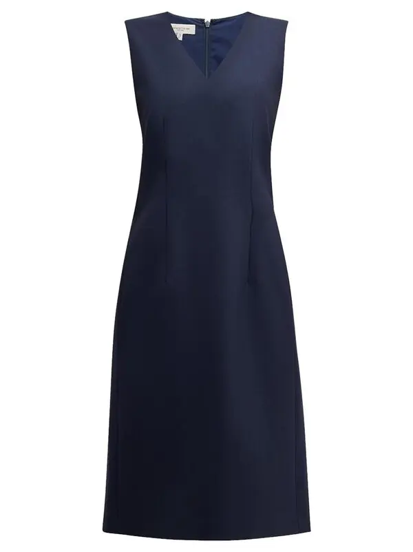 Lafayette 148 New York Sleeveless V-neck Stretch Wool Dress - Mdblue