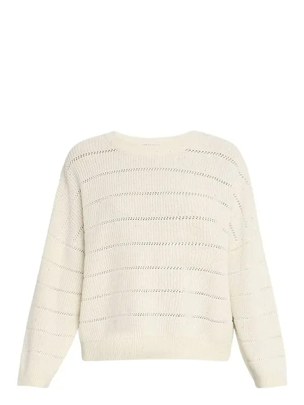Brunello Cucinelli Mohair Open-work Crewneck Sweater - C509 Panama