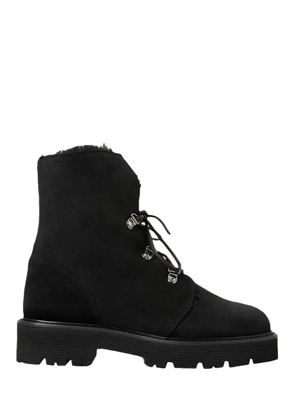 Aquatalia Eva Faux Shearling-lined Hiker Booties - Black