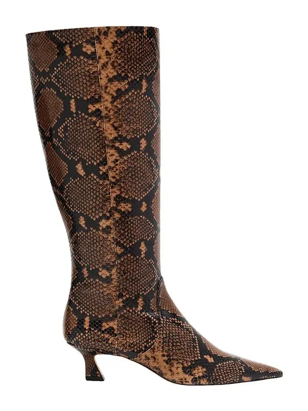 STUART WEITZMAN 50mm Vinnie Snake-printed Leather Knee-high Boots - Espresso