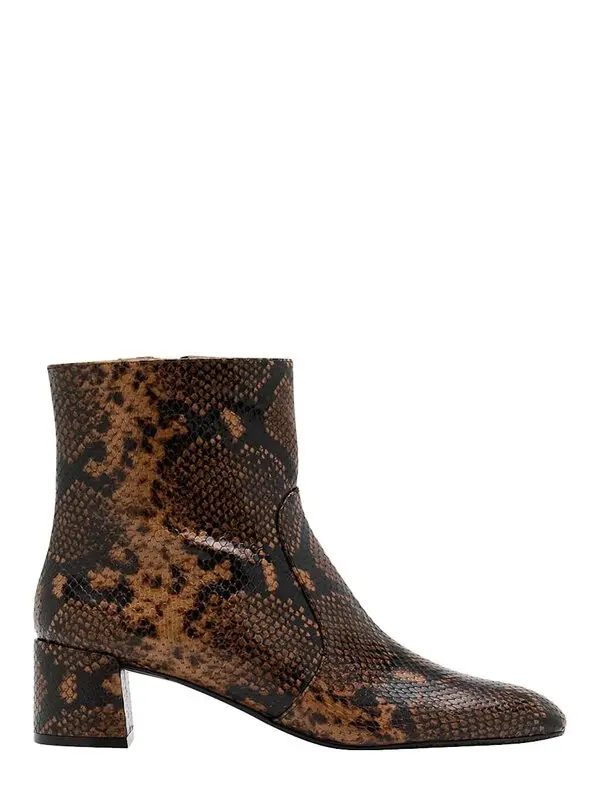 STUART WEITZMAN Maeve Snake-printed Leather Booties - Espresso