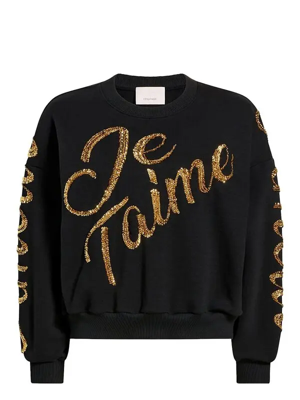Cinq À Sept Sequin Sweater - Black/gold