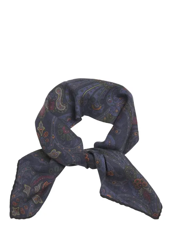 Ralph Lauren Purple Label Cashmere-silk Paisley Neckerchief - Navy