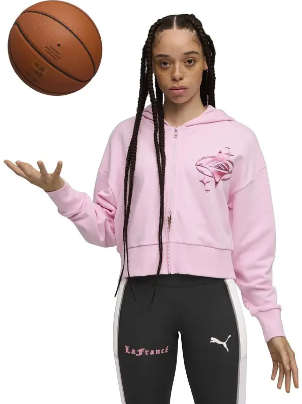 PUMA Lafrancã© Heem Cropped Basketball Hoodie - Pink