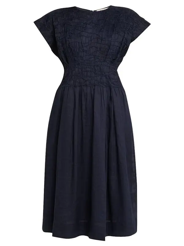 Sea Imogen Ramie Midi Dress - Navy
