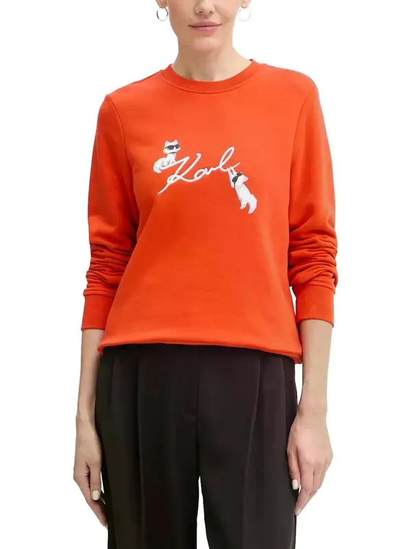 Karl Lagerfeld Graphic-print Crew-neck Sweater - Orange