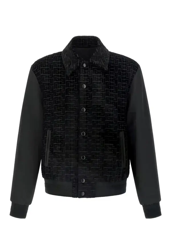 Balmain Logo-pattern Bomber Jacket - Black