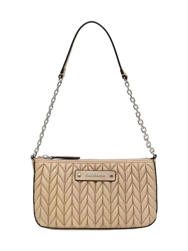 Karl Lagerfeld Quilted Shoulder Bag With Chain Strap - Neutrals