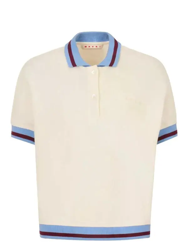 Marni Striped Trim Polo Shirt - Neutrals