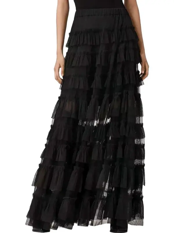 ALLSAINTS Aude Ruffled Maxi Skirt - Black