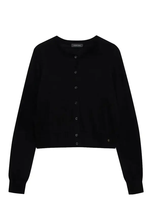 ANINE BING Buttoned Long-sleeve Cardigan - Black