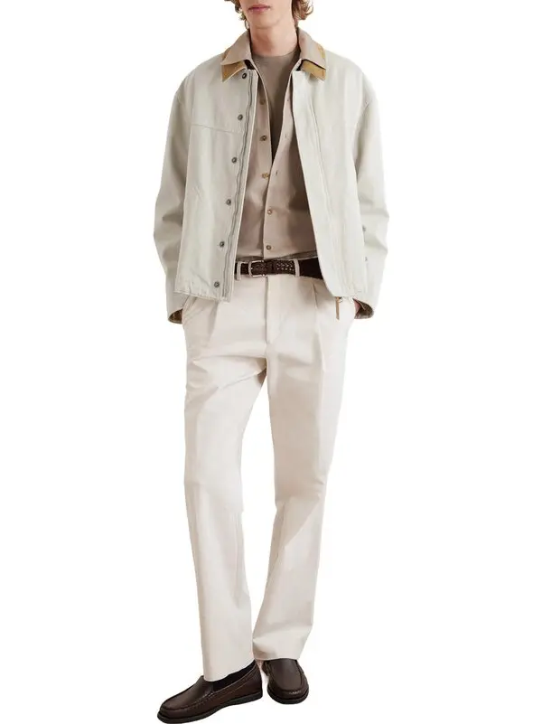 TOM FORD Suede-trimmed Cotton-canvas Field Jacket - White
