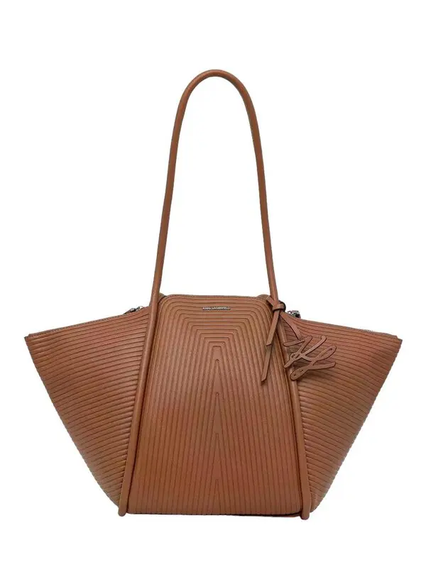 Karl Lagerfeld Ribbed-texture Zip Tote - Brown