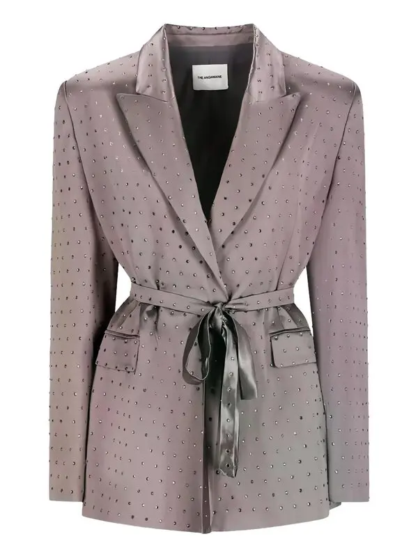 Andamane Crystal Embellished Belted Blazer - Neutrals