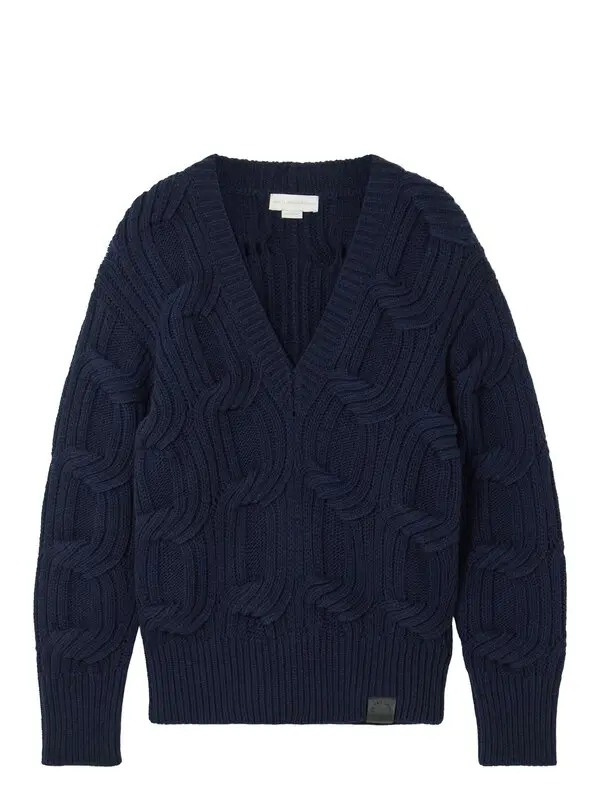 Stella McCartney Falabella Cable-knit Wool Sweater - Navy