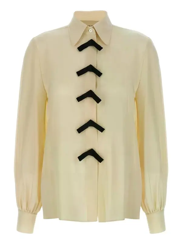 Valentino Garavani Button-fastening Shirt With Bow Detail - Neutrals
