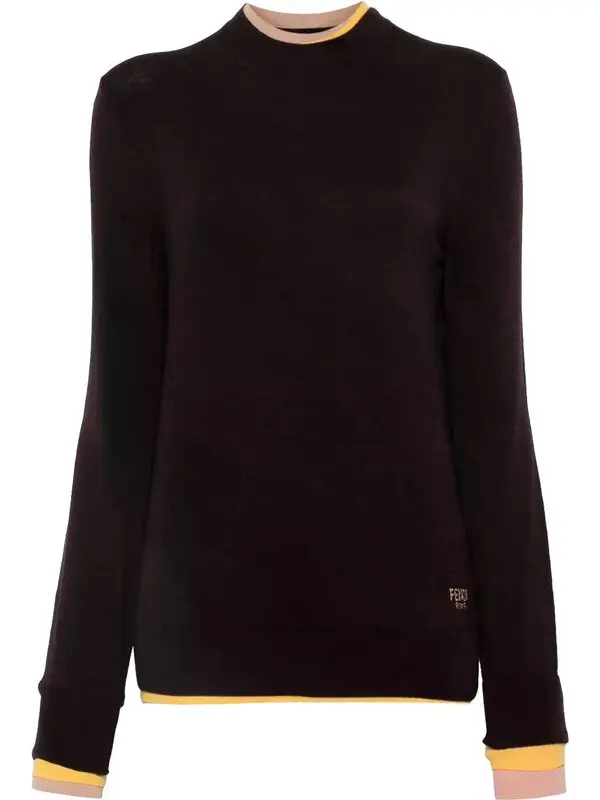 Fendi Layered-trim Sweater - Brown