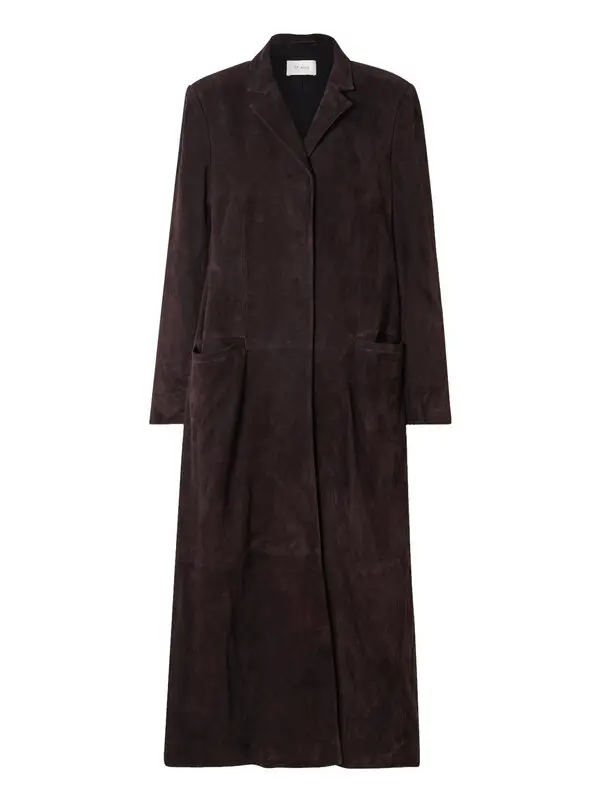 ST. AGNI Suede Tailored Coat - Brown