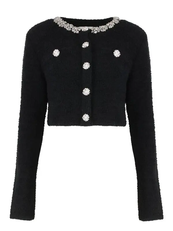 SELF-PORTRAIT Cardigan With Crystal Finishes - Black