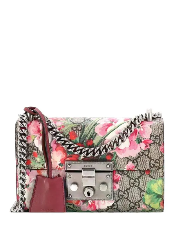 Gucci Padlock Blooms Print Gg Coated Canvas Small Shoulder Bag - Brown