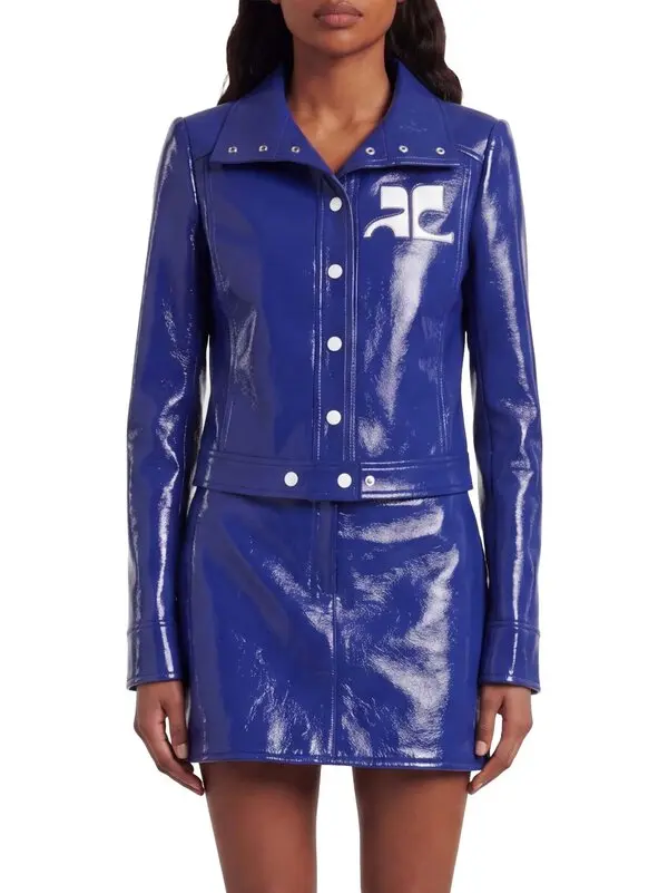 COURREGES Cropped Button-up Jacket - Blue