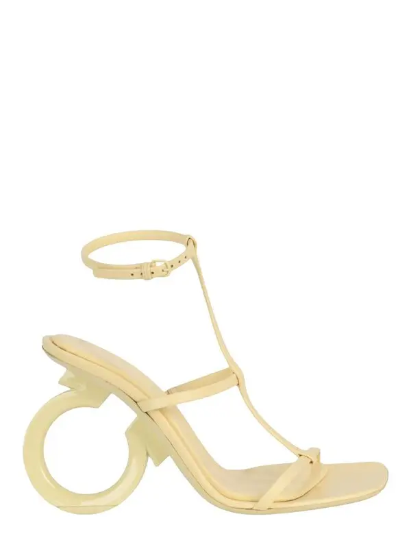FERRAGAMO Elina X5 Gancini Logo Heel - Yellow