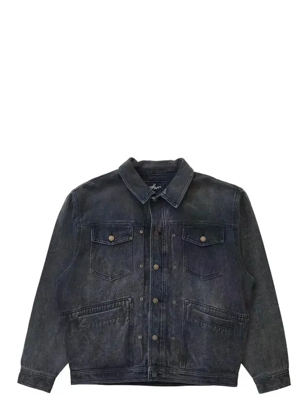 GLASS CYPRESS Embroidered Denim Jacket - Black