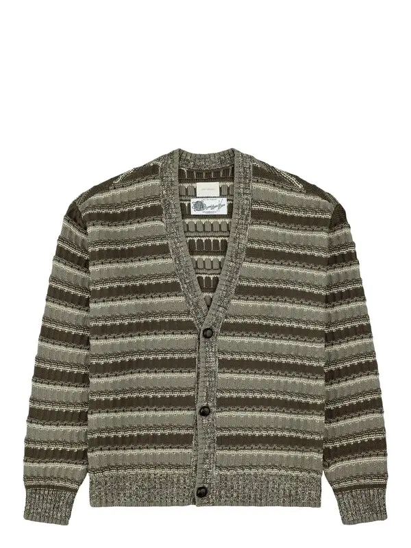Aimé Leon Dore Jacquard Striped Cardigan - Brown