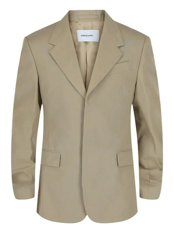 FERRAGAMO Single-breasted Blazer - Cream