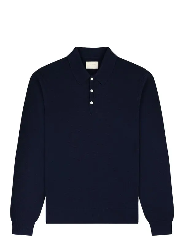 Aimé Leon Dore Long-sleeve Merino Polo - Blue
